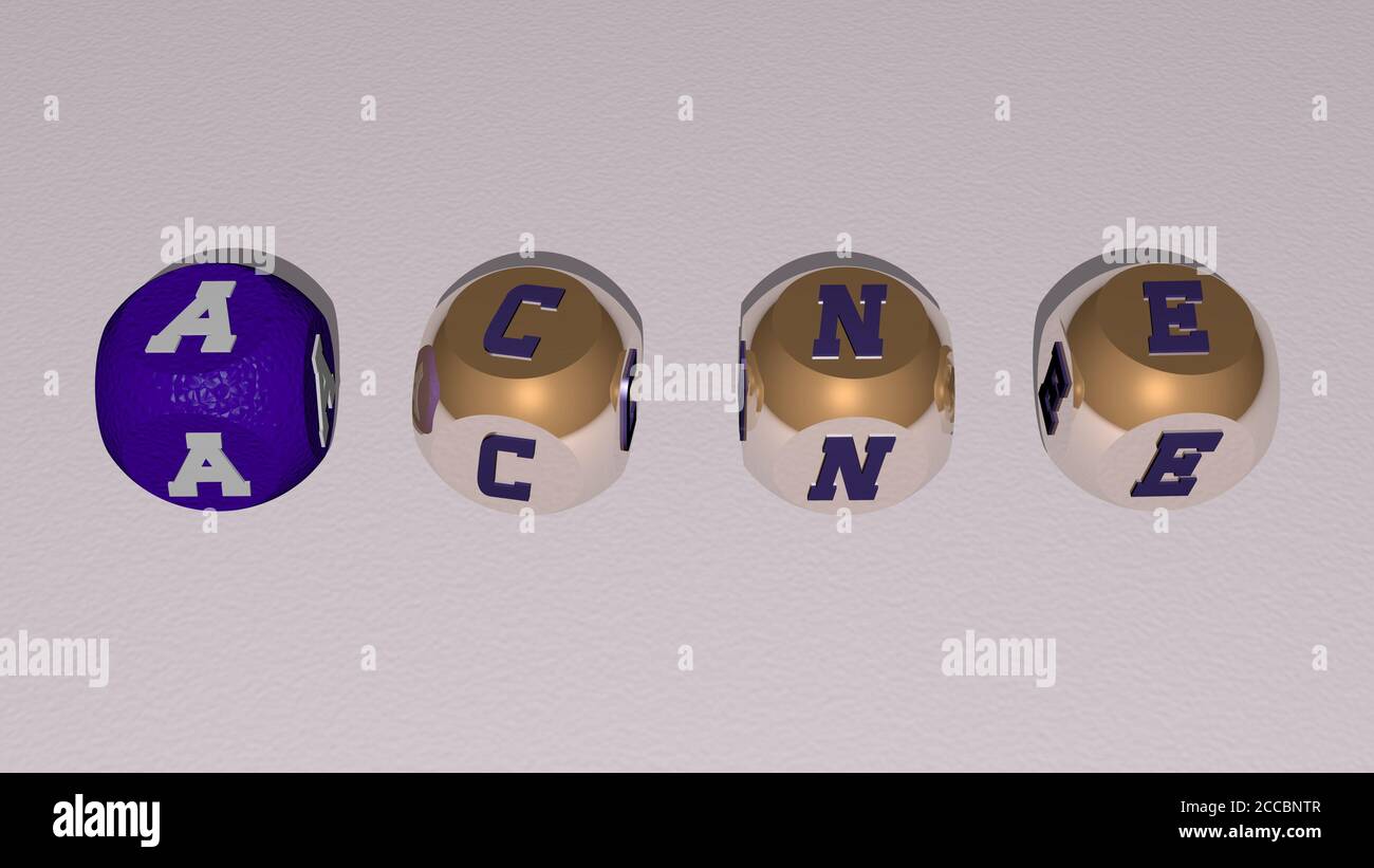 acne text of cubic individual letters, 3D illustration Stock Photo - Alamy