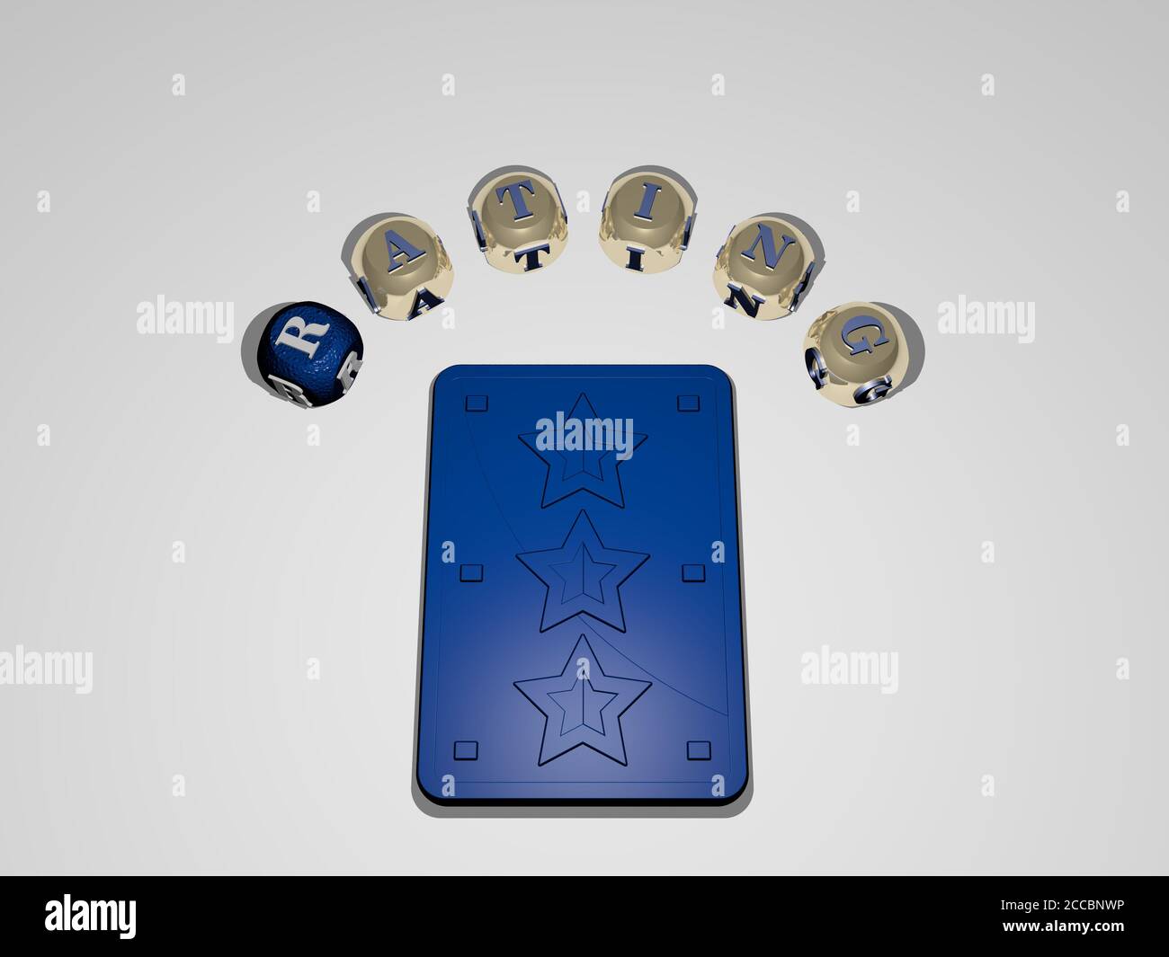 RATING circular text of separate letters around the 3D icon, 3D ...