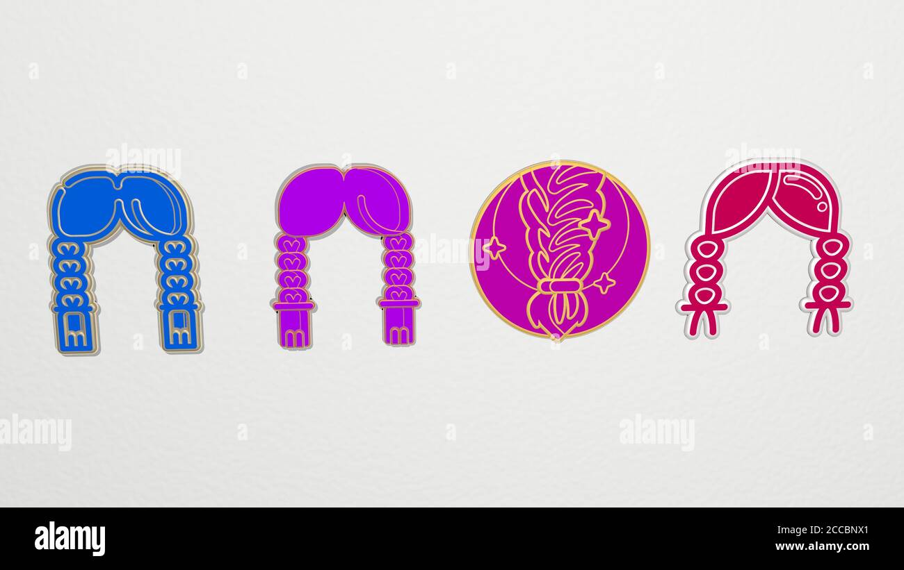 BRAID 4 icons set, 3D illustration Stock Photo - Alamy