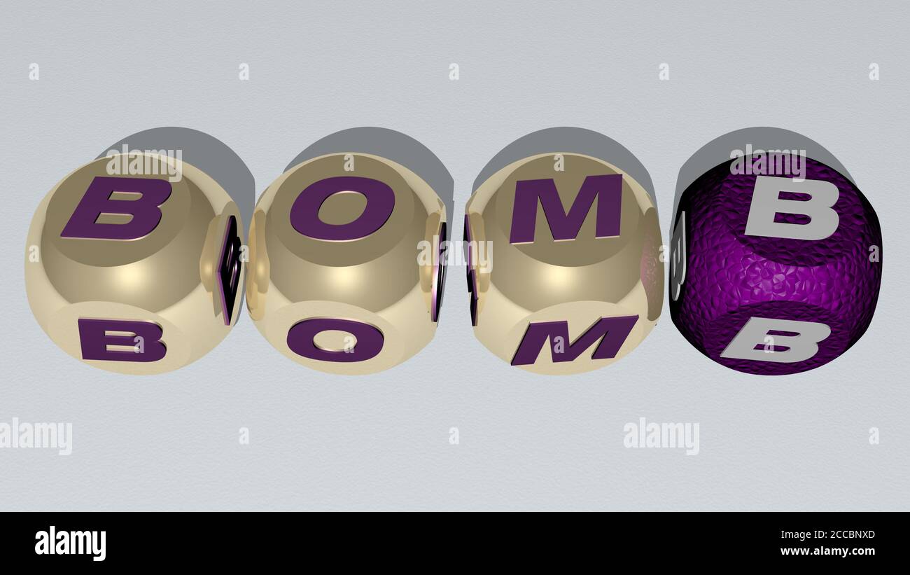 BOMB text by cubic dice letters, 3D illustration Stock Photo - Alamy