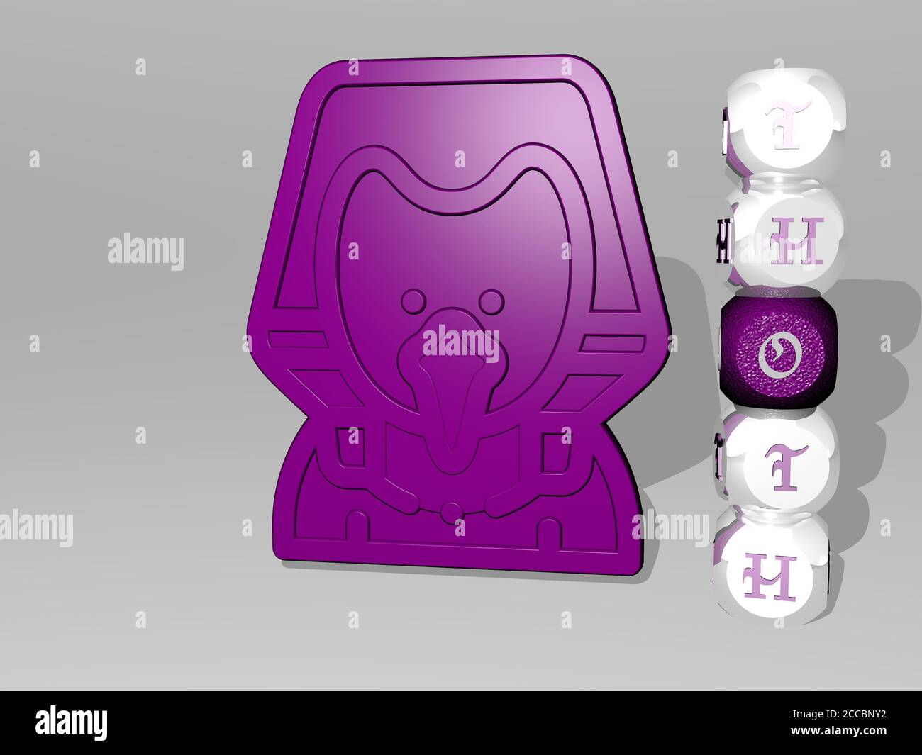 thoth 3D icon beside the vertical text of individual letters, 3D ...