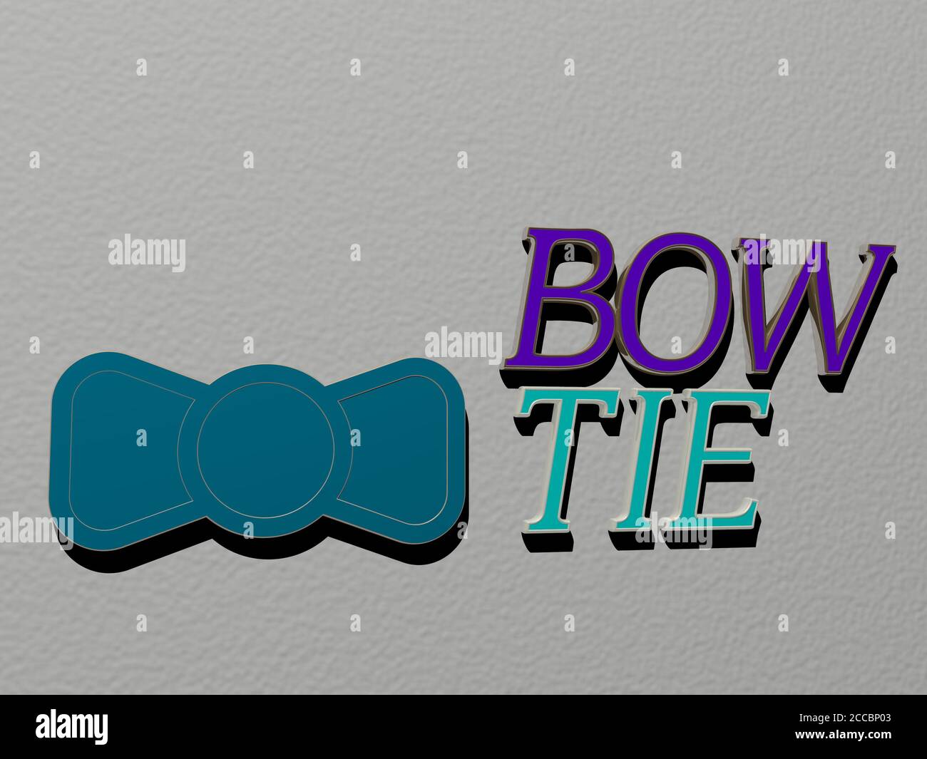 3D representation of BOW TIE with icon on the wall and text arranged by ...