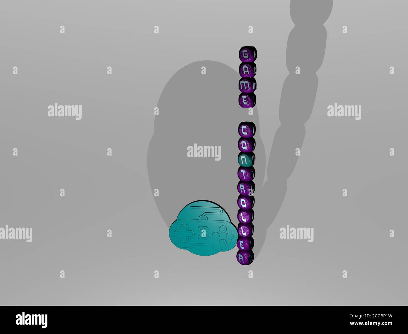 GAME CONTROLLER text beside the 3D icon, 3D illustration Stock Photo ...