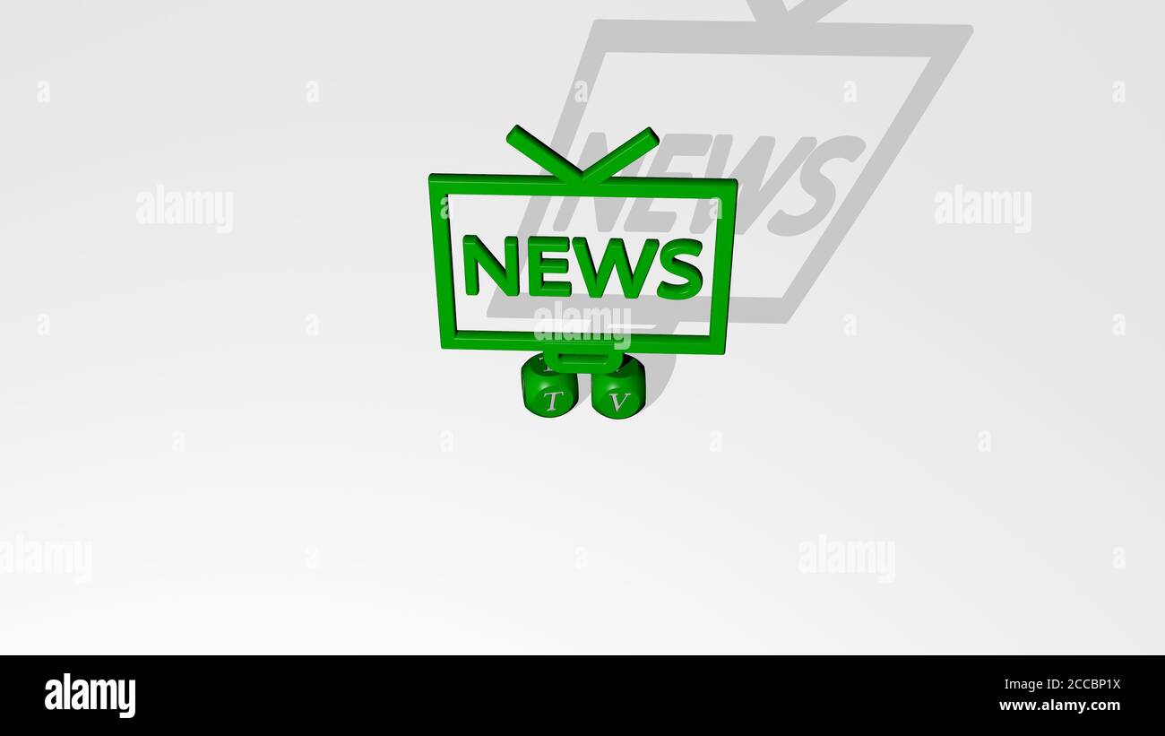 TV 3D icon over cubic letters, 3D illustration Stock Photo - Alamy