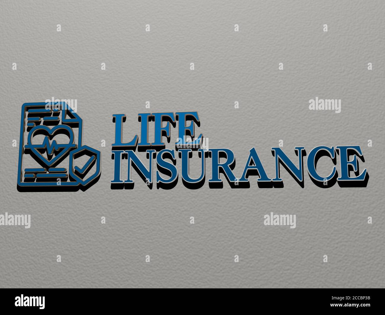 life insurance icon and text on the wall, 3D illustration Stock Photo ...