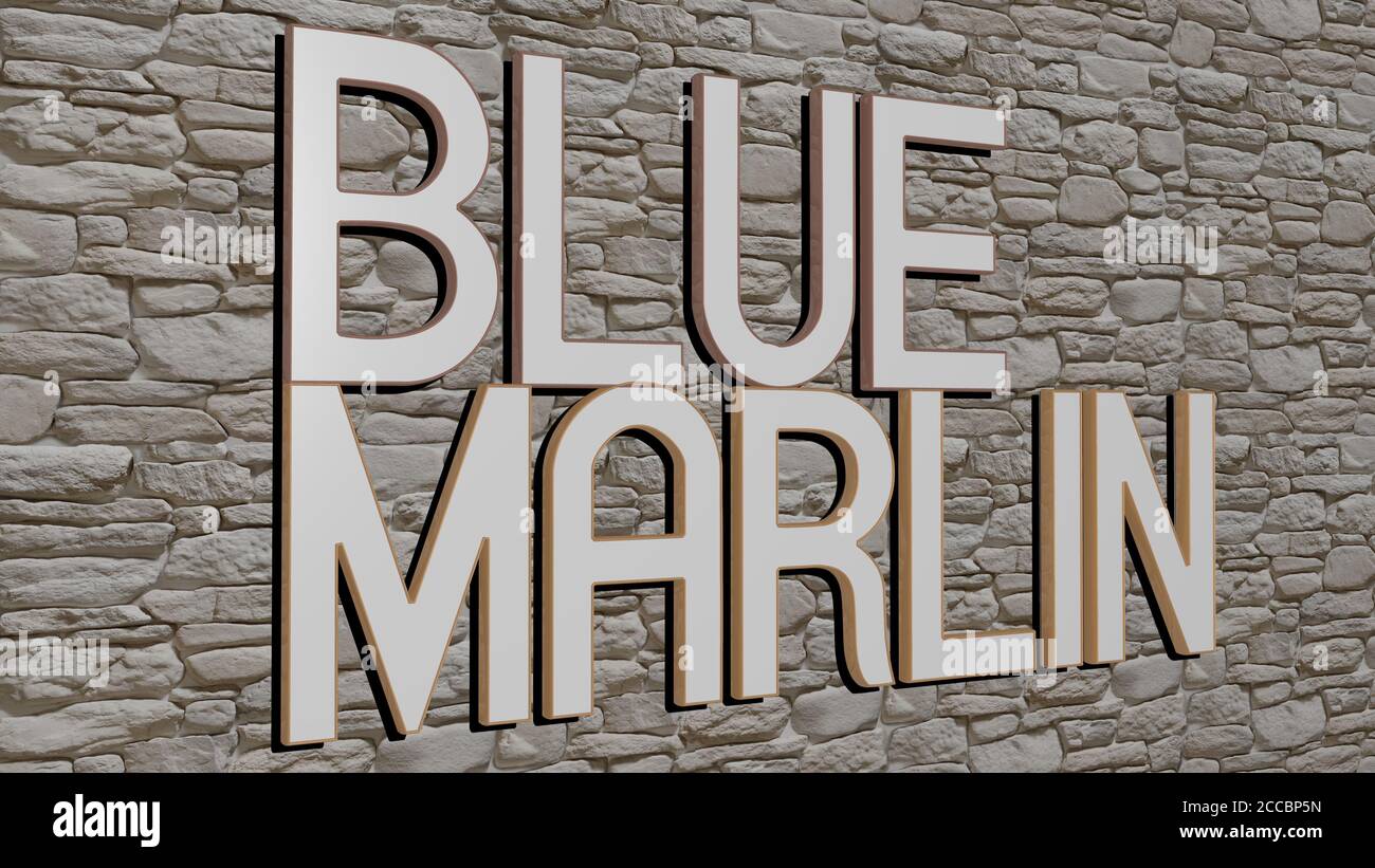 blue marlin text on textured wall, 3D illustration Stock Photo - Alamy