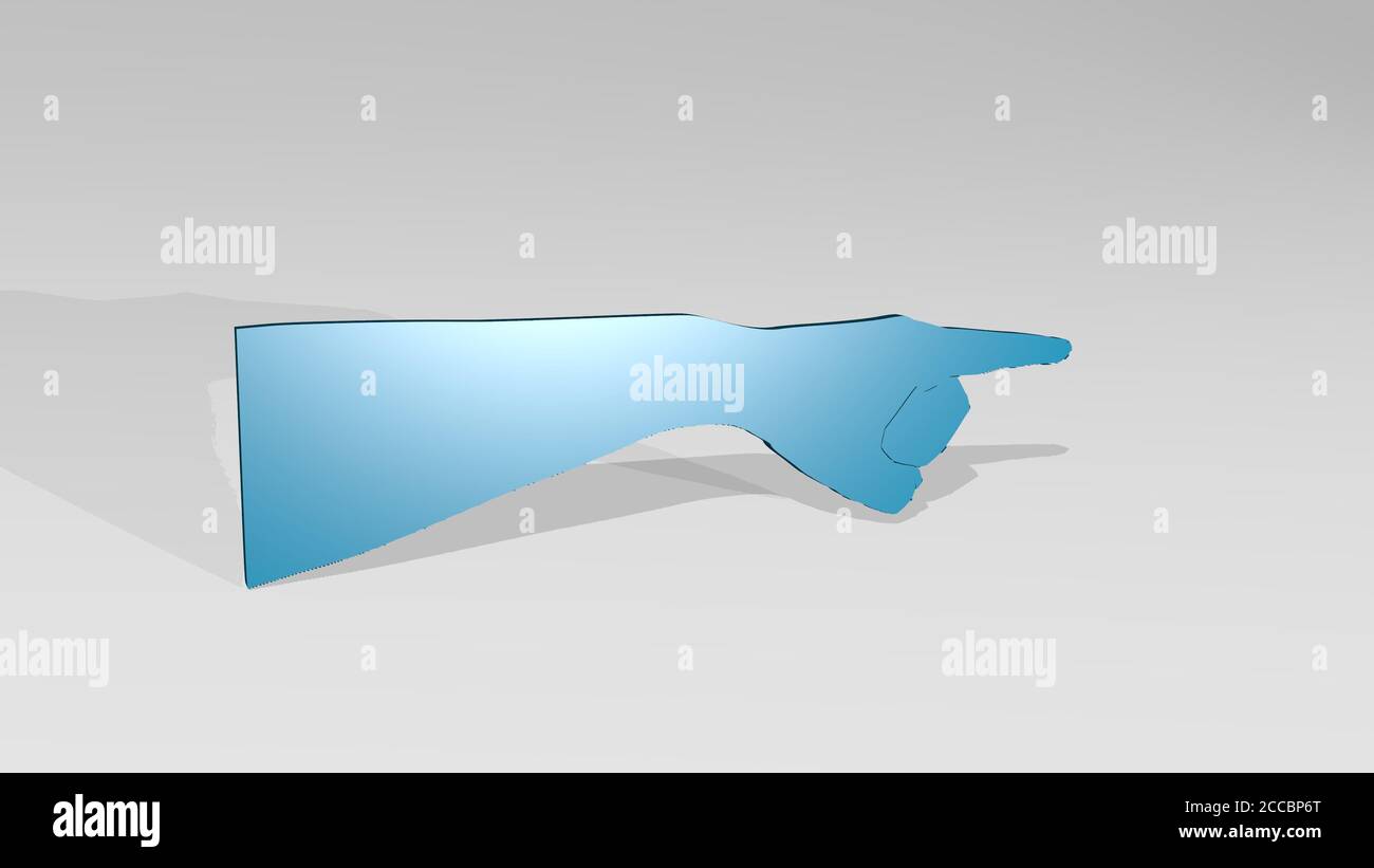 hand showing the direction 3D drawing icon on white floor, 3D ...