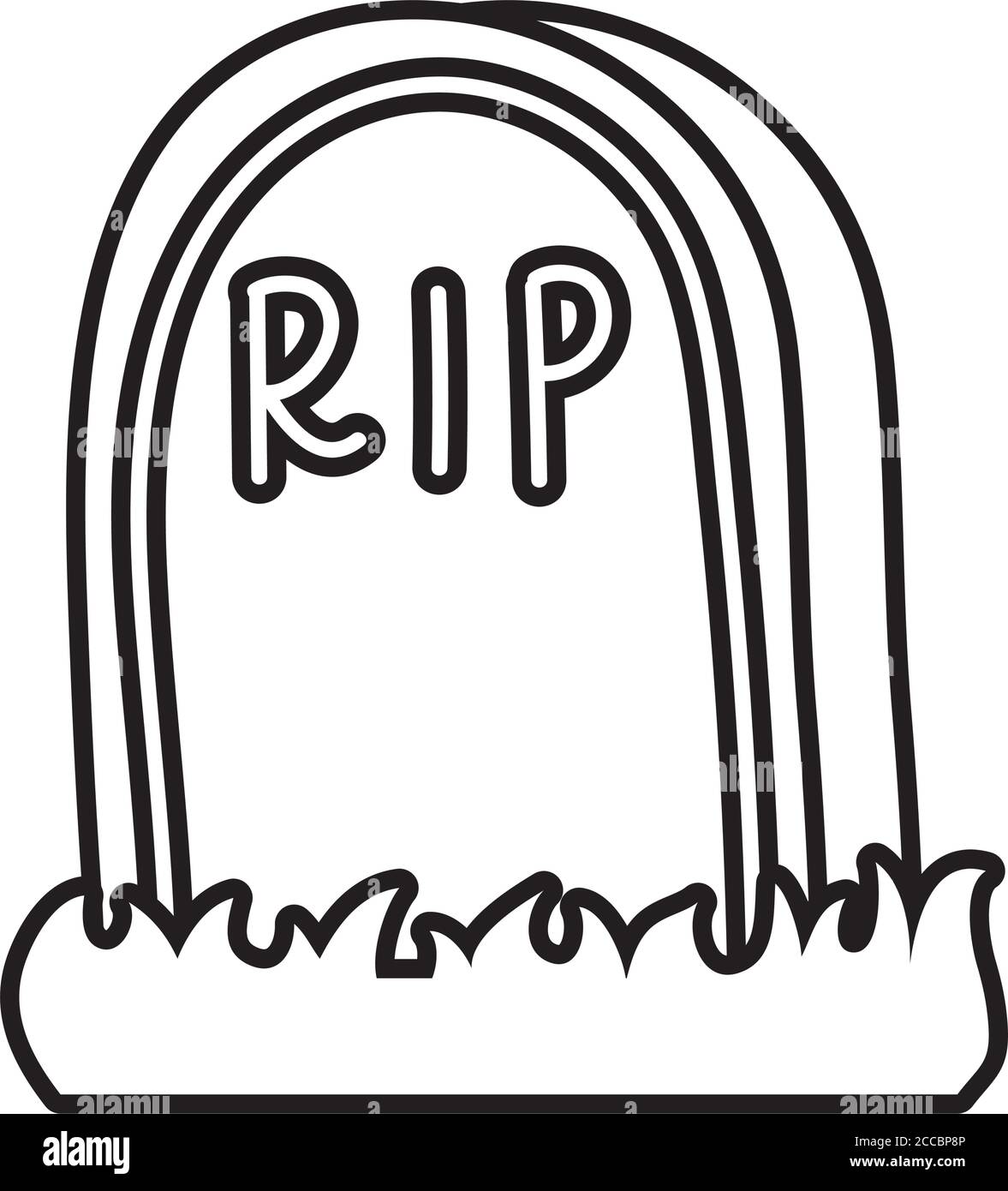 cemetery tomb with rip word line style icon vector illustration design ...