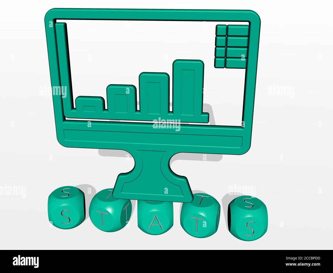 STATS cubic letters with 3D icon on the top, 3D illustration Stock ...