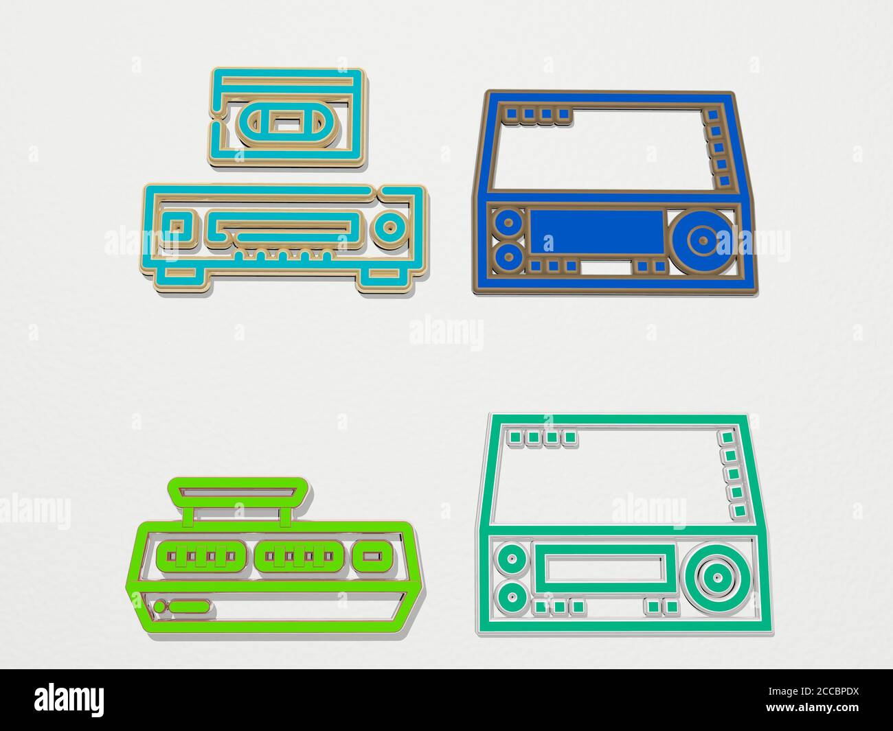 vhs player 4 icons set, 3D illustration Stock Photo - Alamy