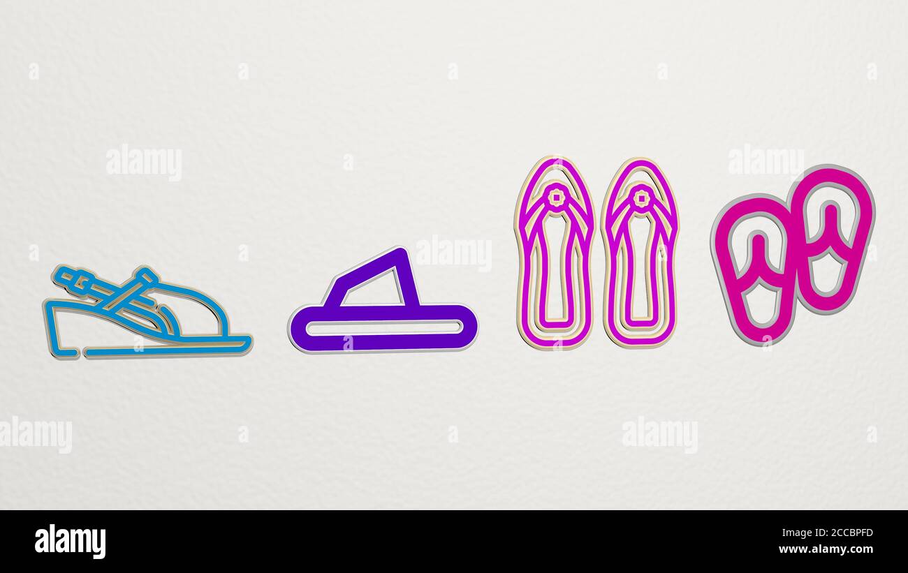 sandals 4 icons set, 3D illustration Stock Photo - Alamy