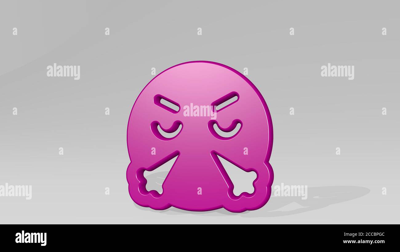 smiley rage 3D icon casting shadow, 3D illustration Stock Photo - Alamy