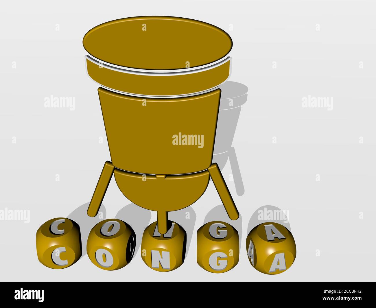 conga cubic letters with 3D icon on the top, 3D illustration Stock ...