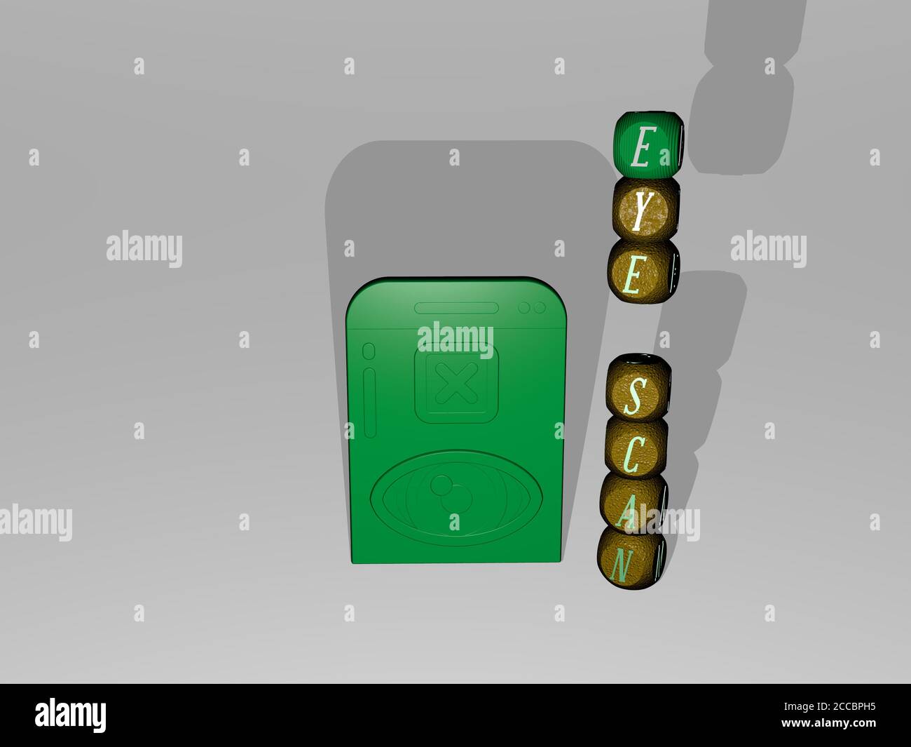 EYE SCAN text beside the 3D icon, 3D illustration Stock Photo - Alamy