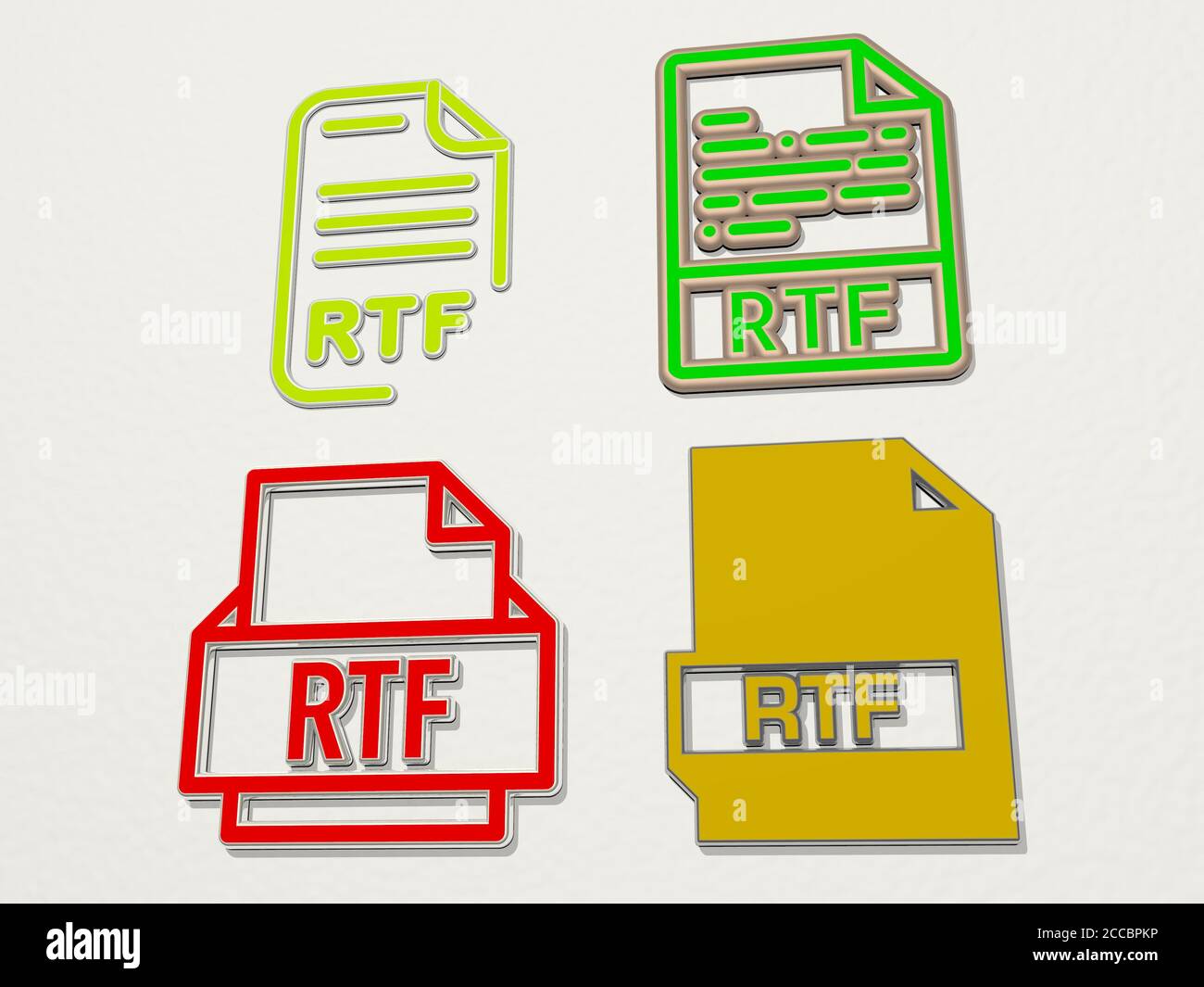 rtf 4 icons set, 3D illustration Stock Photo - Alamy