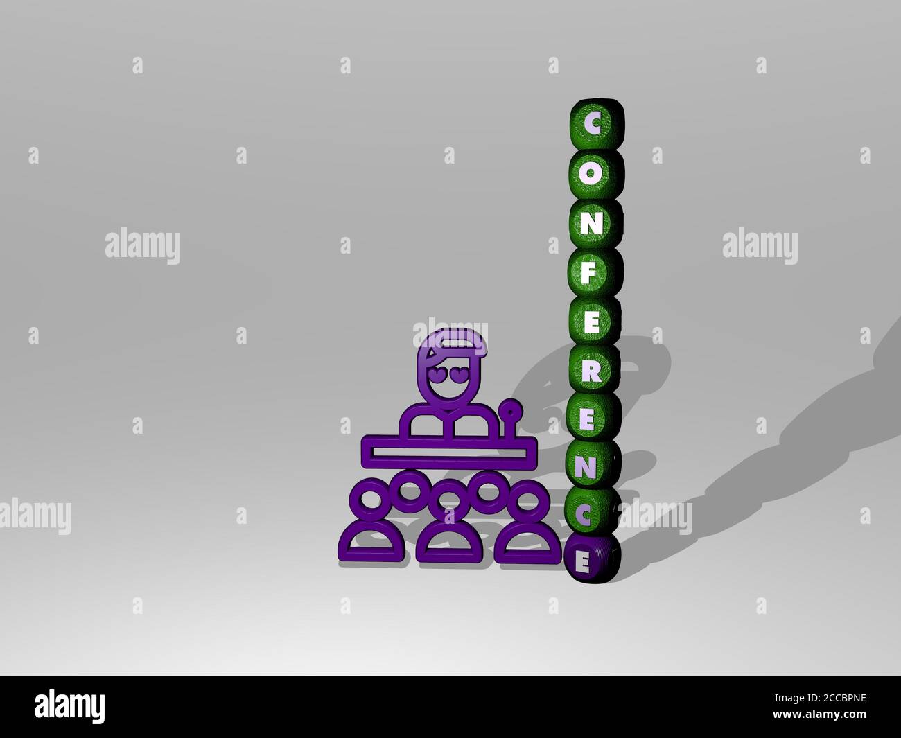 conference text beside the 3D icon, 3D illustration Stock Photo - Alamy