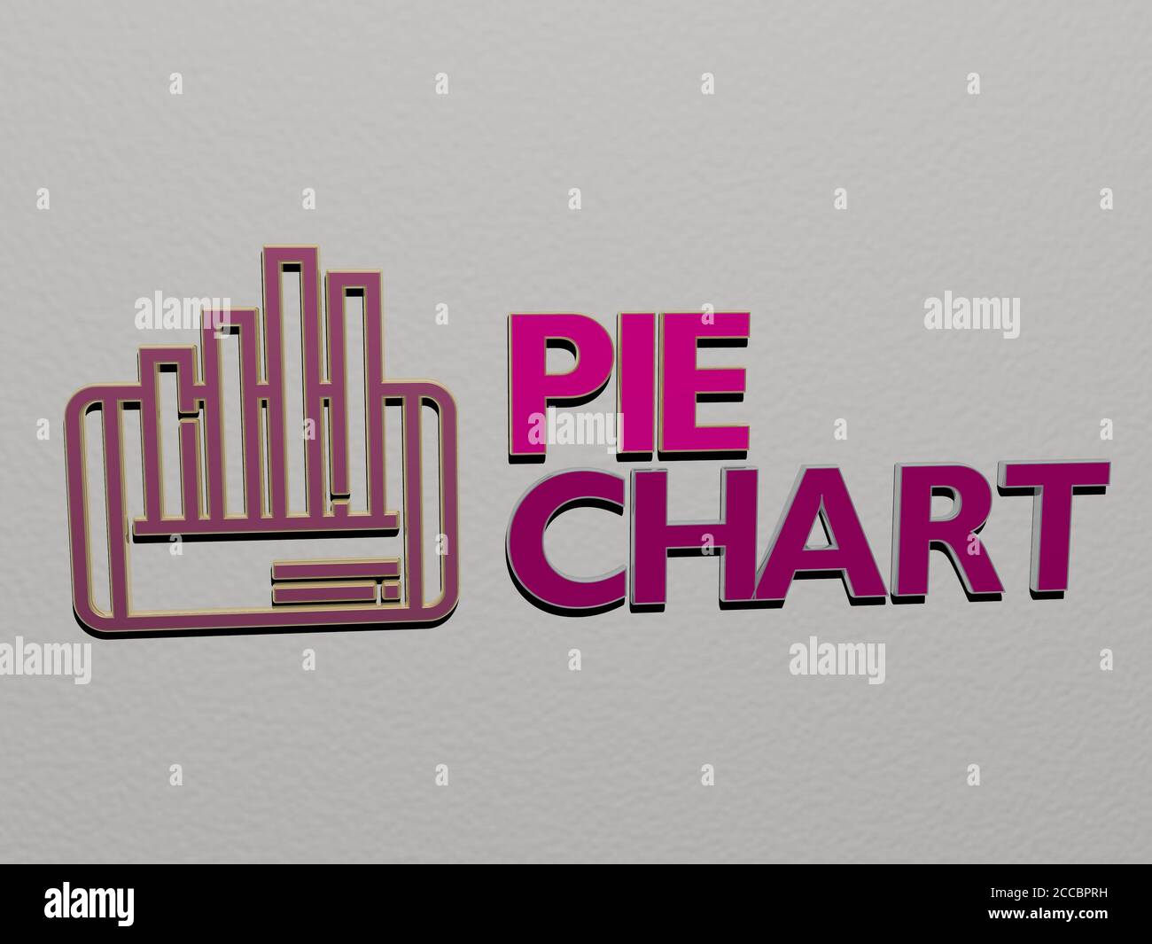 PIE CHART icon and text on the wall, 3D illustration Stock Photo - Alamy