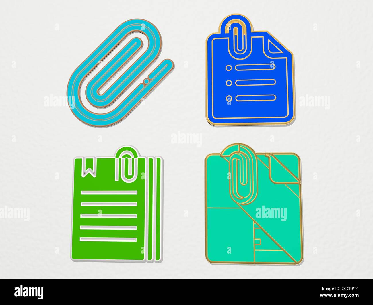 attach 4 icons set, 3D illustration Stock Photo - Alamy