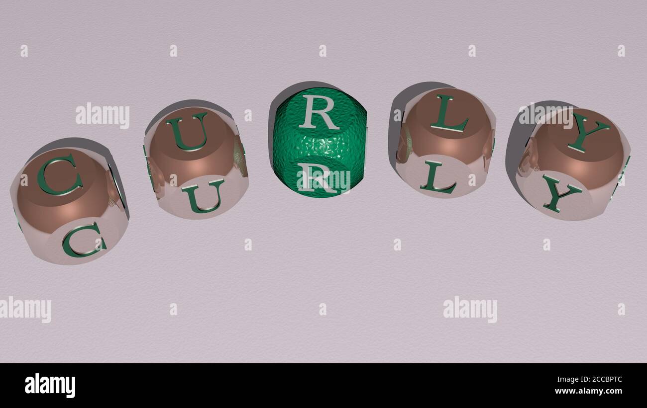 curly curved text of cubic dice letters, 3D illustration Stock Photo ...