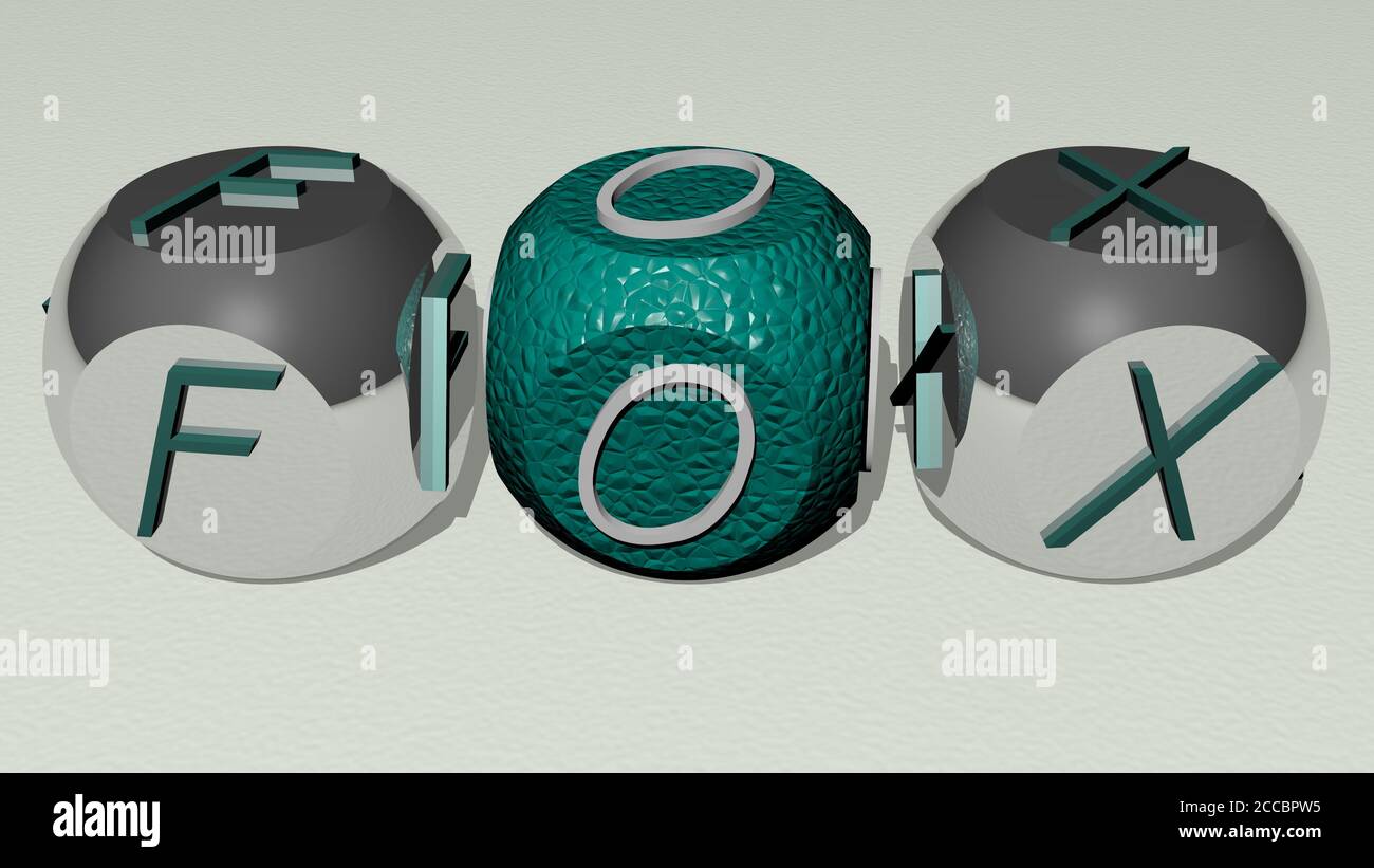 FOX text by cubic dice letters, 3D illustration Stock Photo - Alamy