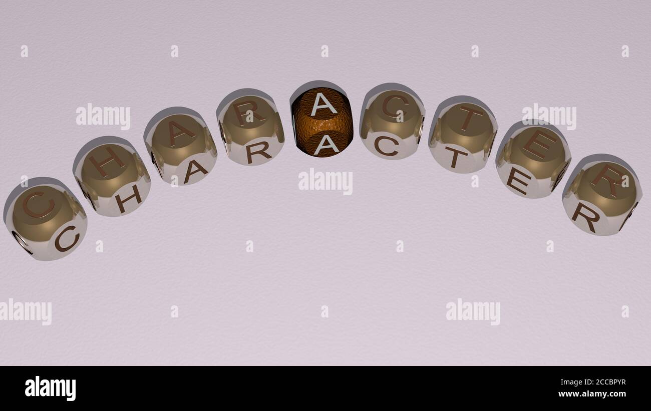 character curved text of cubic dice letters, 3D illustration Stock ...