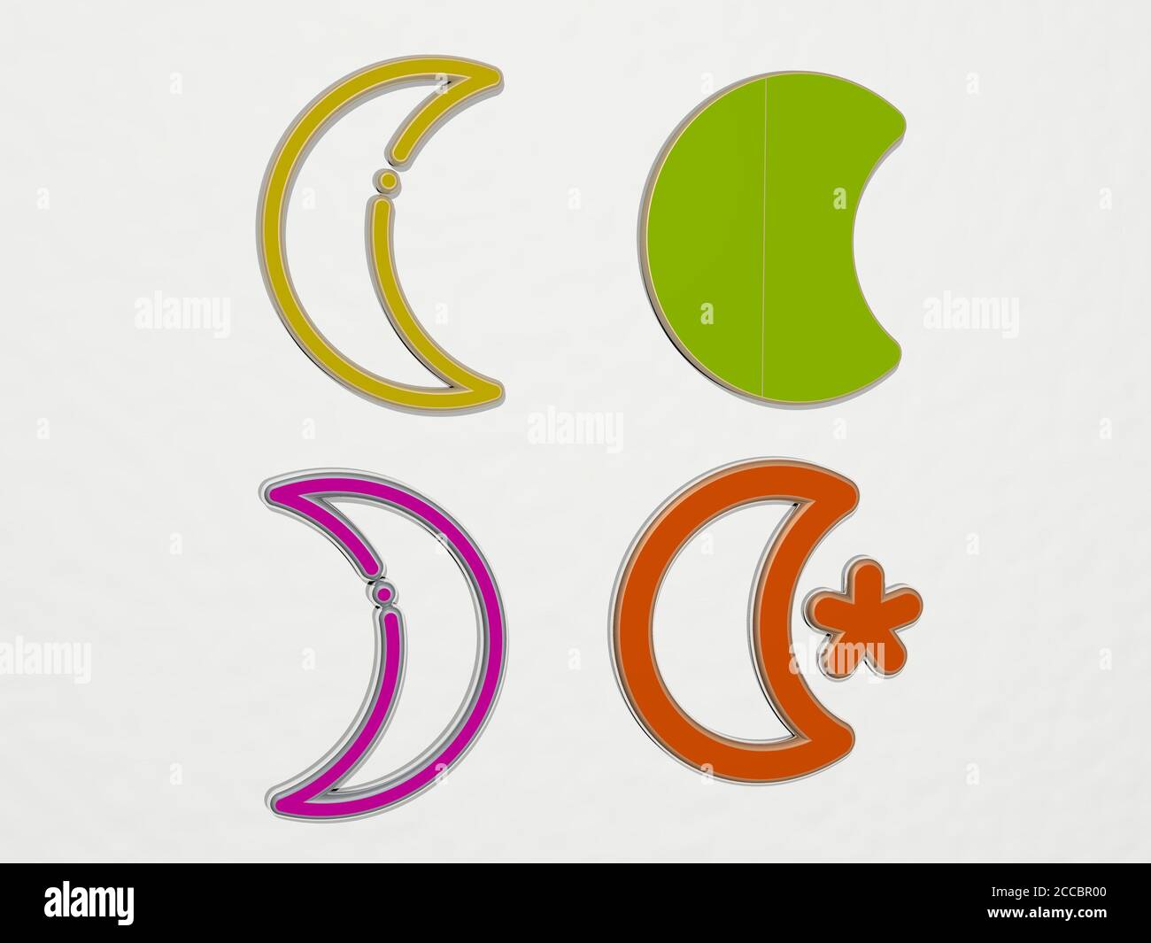 moon phases 4 icons set, 3D illustration Stock Photo - Alamy