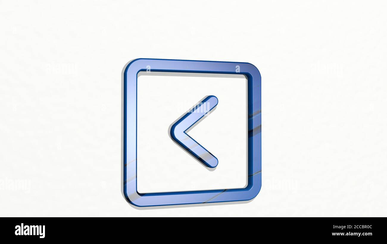 ARROW RECTANGLE LEFT 3D icon on the wall, 3D illustration Stock Photo ...