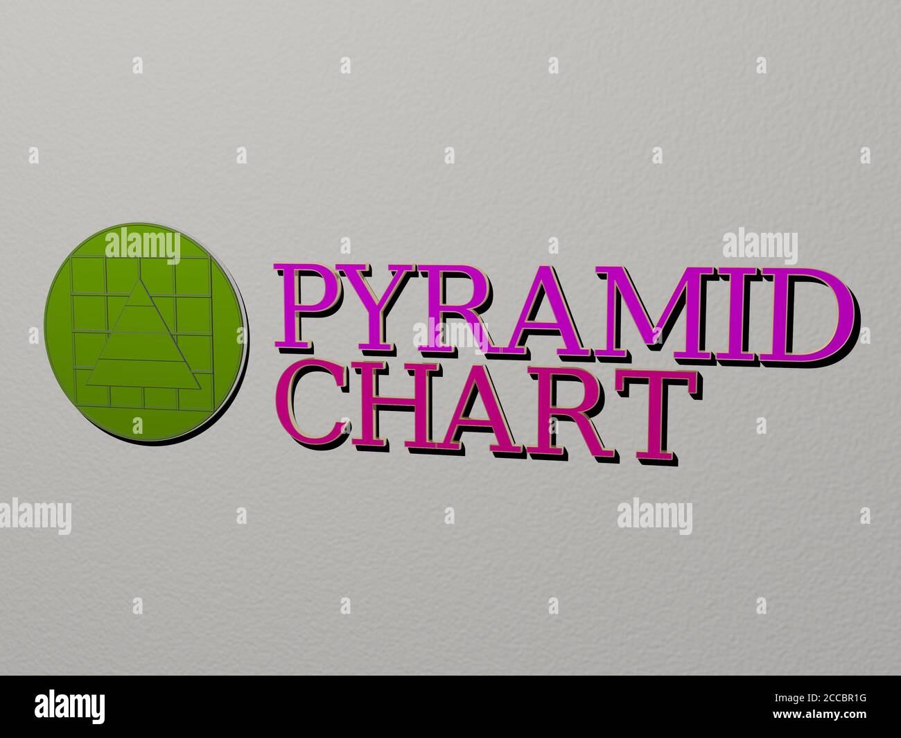 3D illustration of PYRAMID CHART graphics and text made by metallic ...