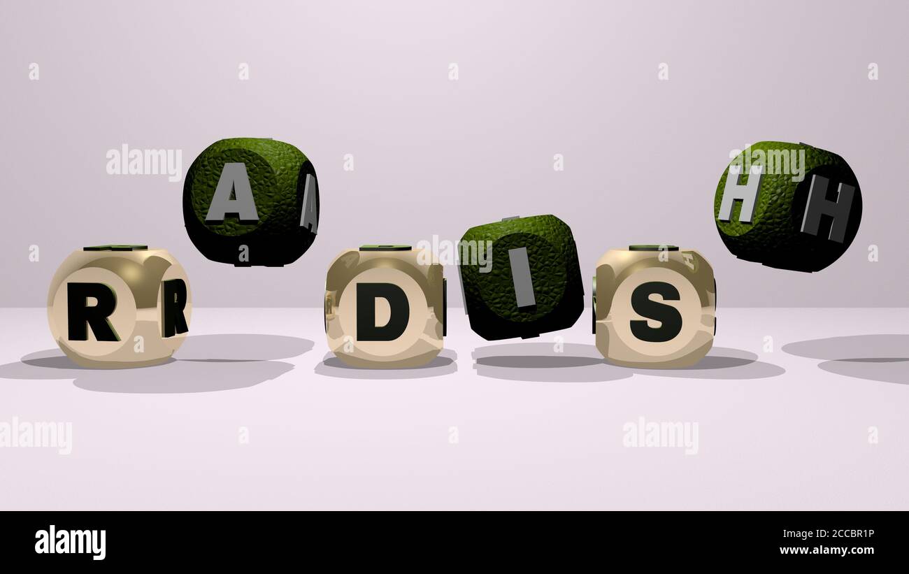 RADISH dancing cubic letters, 3D illustration Stock Photo - Alamy