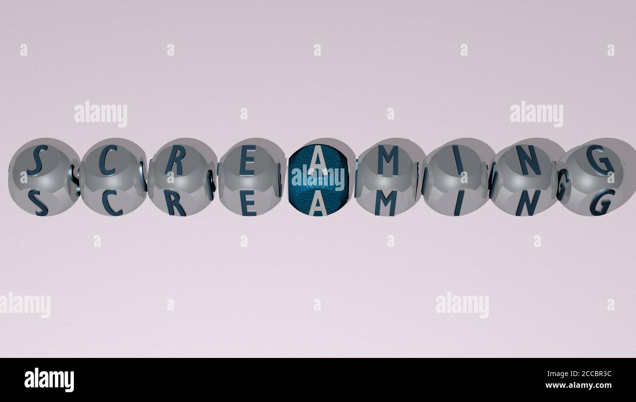 screaming text by cubic dice letters, 3D illustration Stock Photo - Alamy