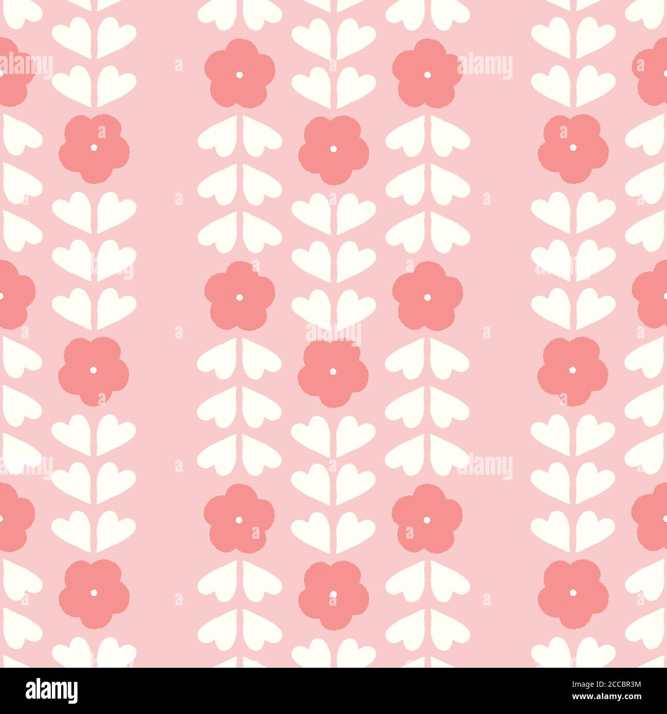 Floral stripe pattern . Pretty Vector seamless repeat of pink flowers ...
