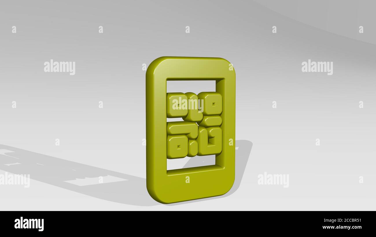 mobile qr code 3D icon casting shadow, 3D illustration Stock Photo - Alamy