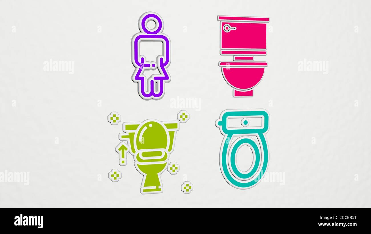 toilet colorful set of icons, 3D illustration Stock Photo - Alamy