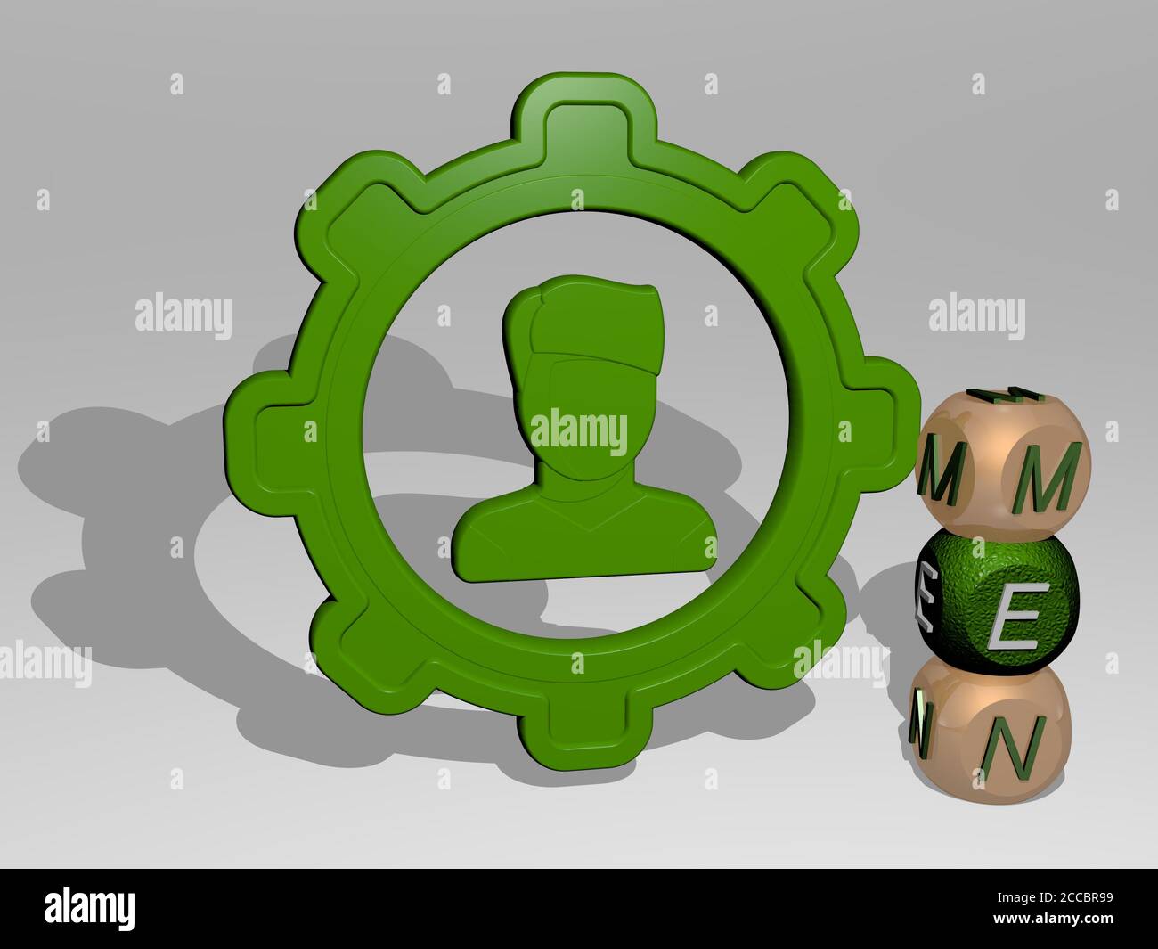 men 3D icon beside the vertical text of individual letters, 3D ...