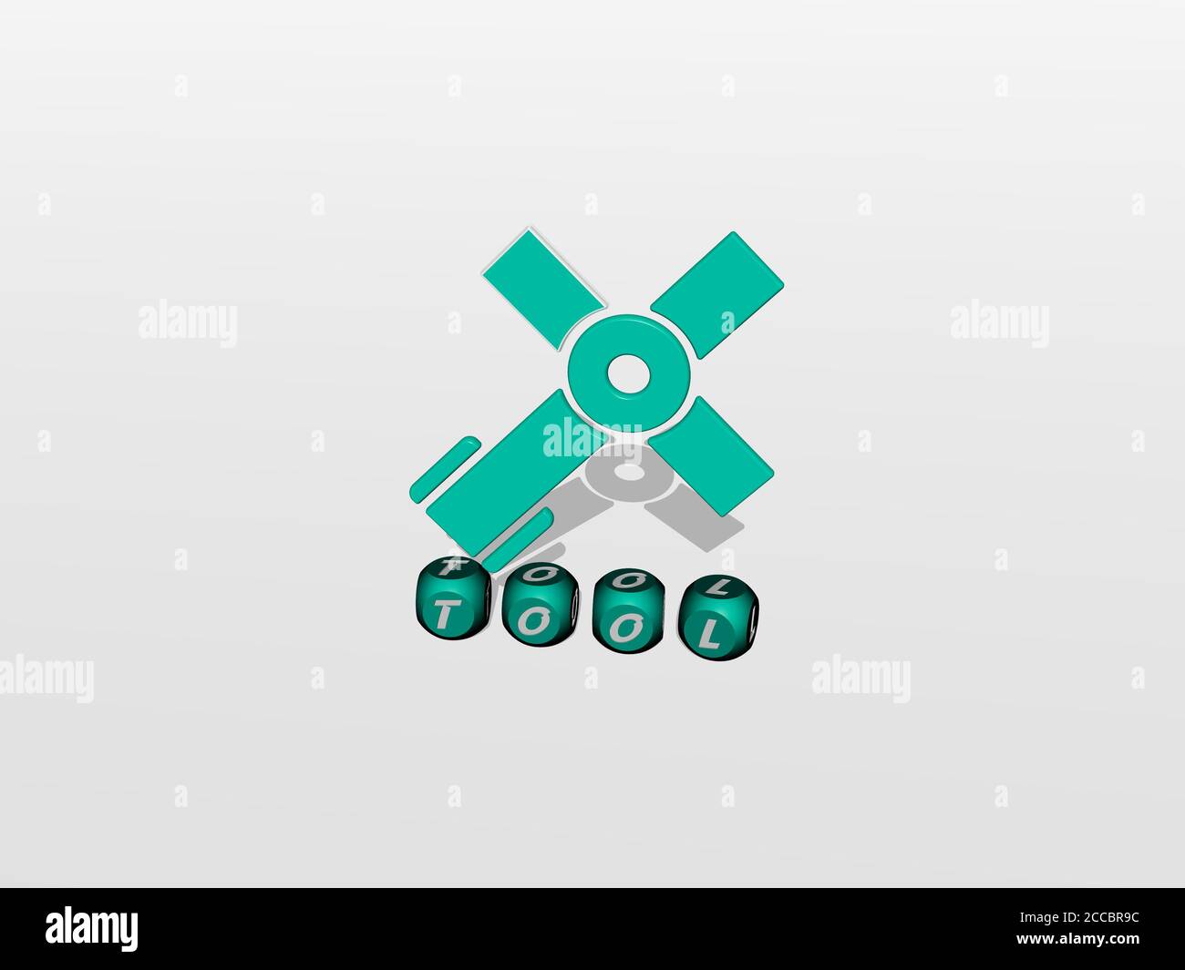 tool cubic letters with 3D icon on the top, 3D illustration Stock Photo ...