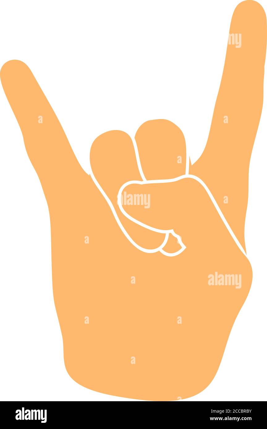 Rock Hand Icon. Flat Color Design. Vector Illustration Stock Vector ...
