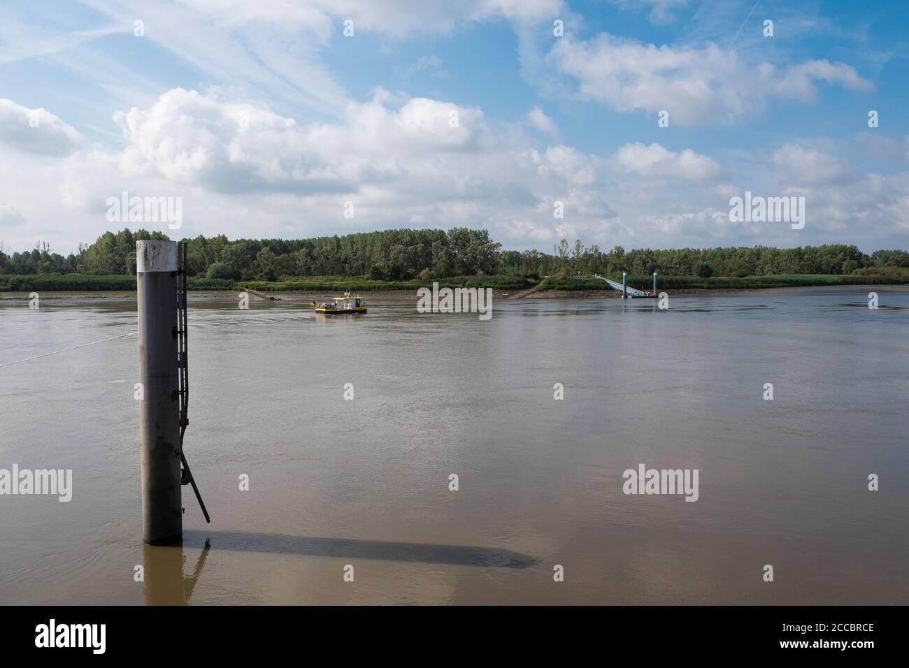 Tielrode, Belgium, 02 August 2020, Ferry sails from Tielrode to Hamme ...