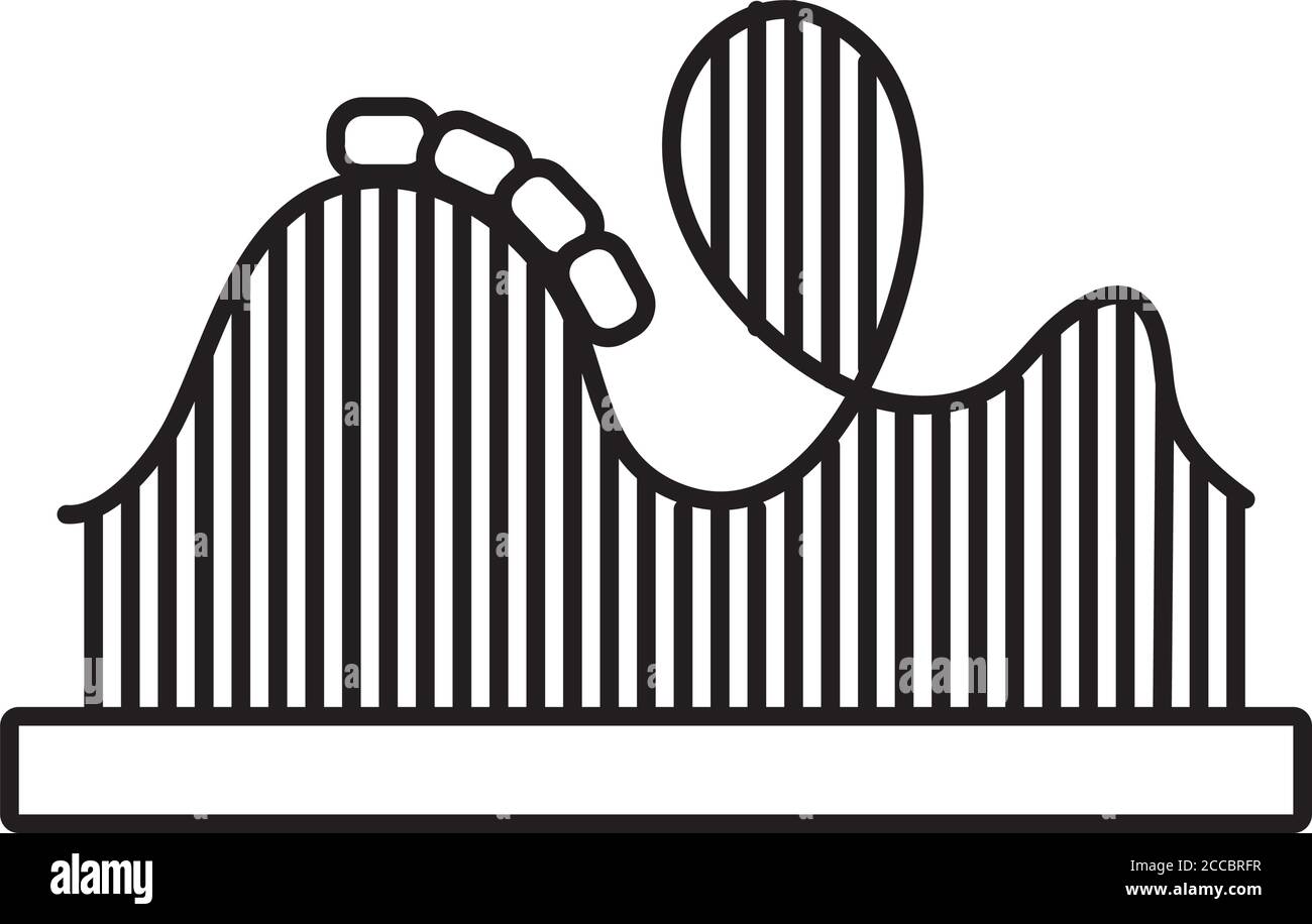 roller coaster mechanical fairground attraction line style icon vector ...