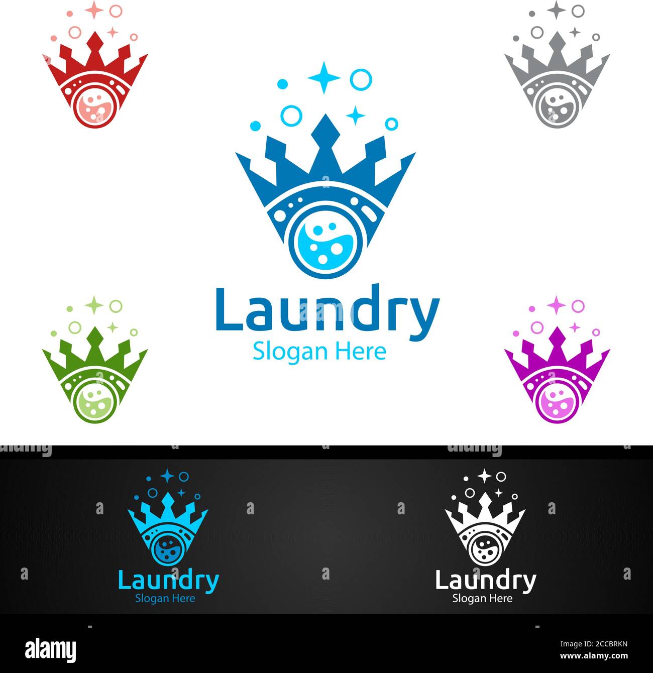 King Laundry Dry Cleaners Logo with Clothes, Water and Washing Concept ...