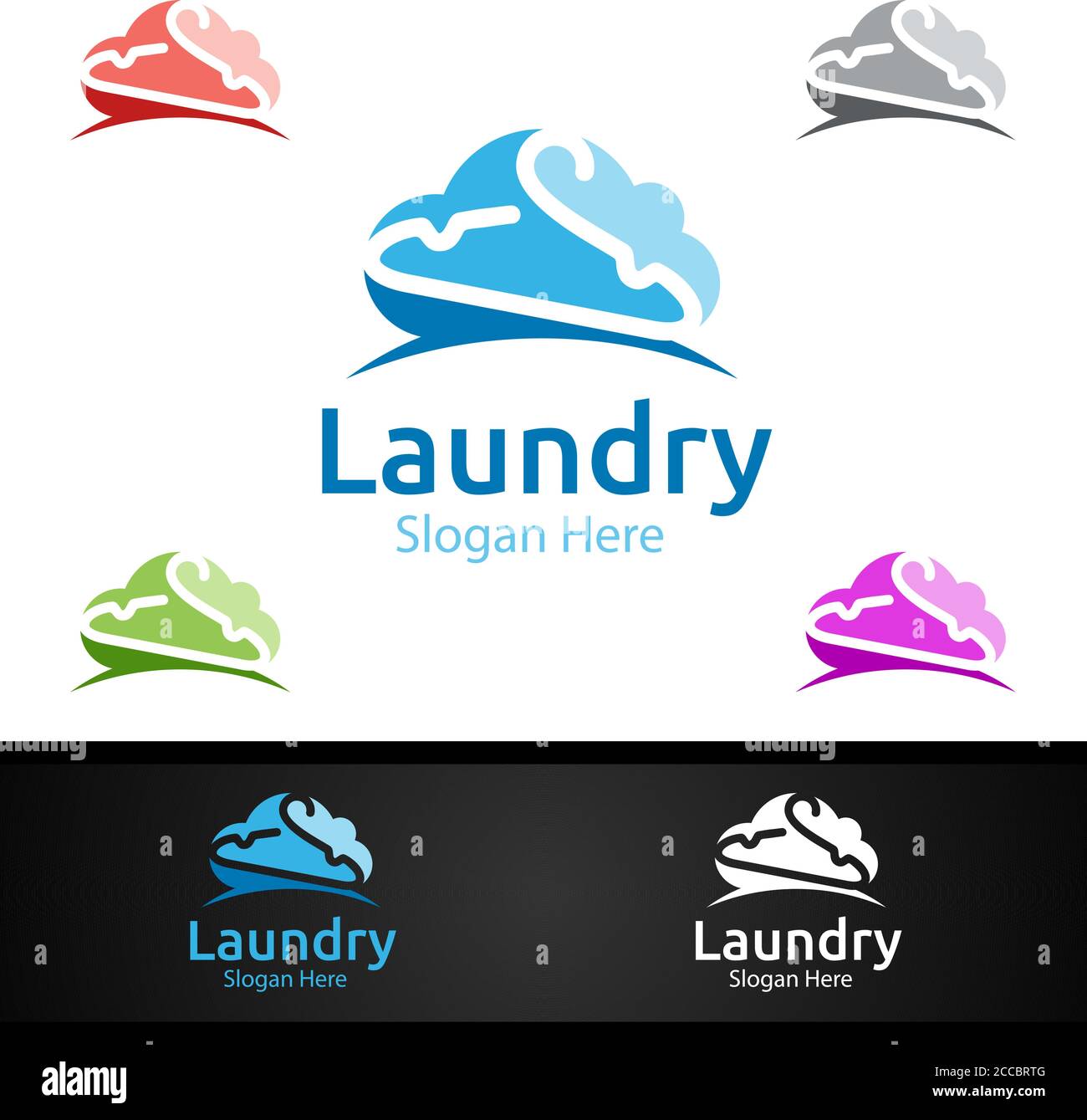 Cloud Laundry Dry Cleaners Logo with Clothes, Water and Washing Concept ...