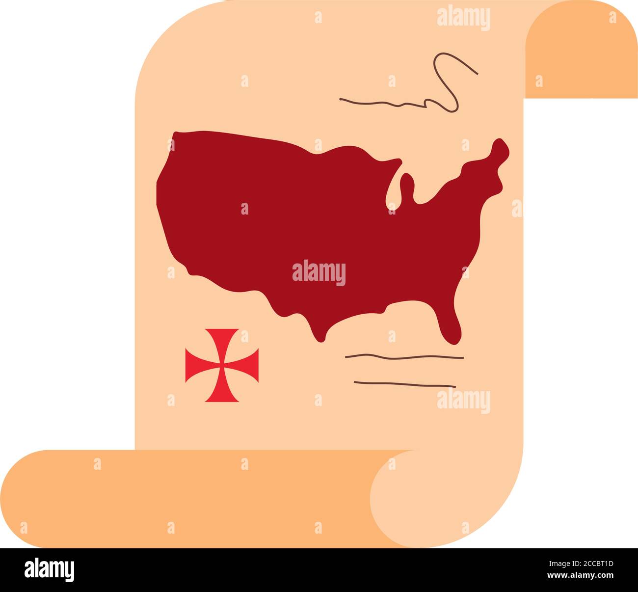 united states of america map in papyrus paper columbus day flat style ...