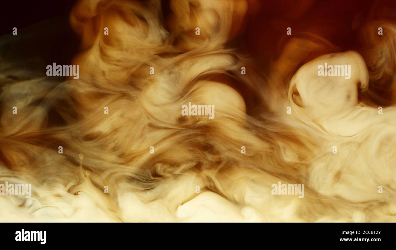 Detail of milk mixing in coffee drink, flat texture. Fresh beverages ...