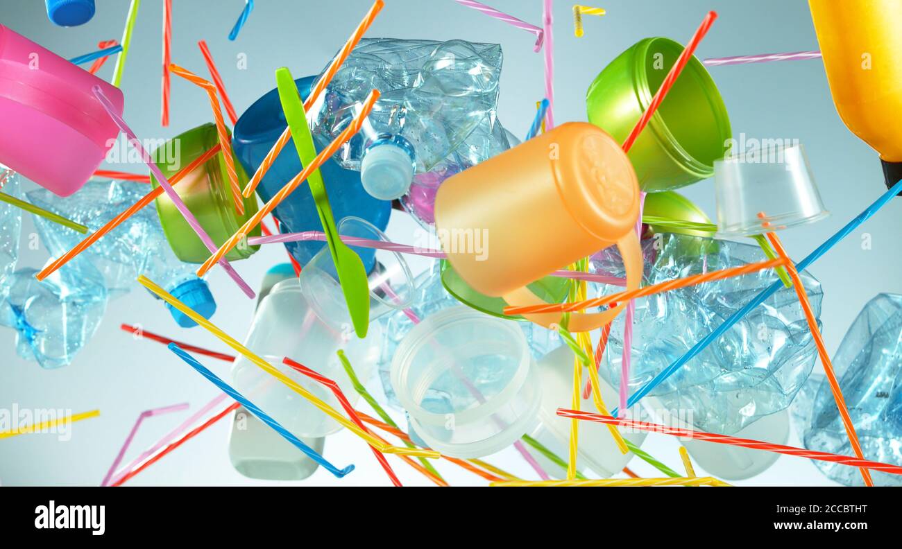 Pile flying empty plastic hi-res stock photography and images - Alamy