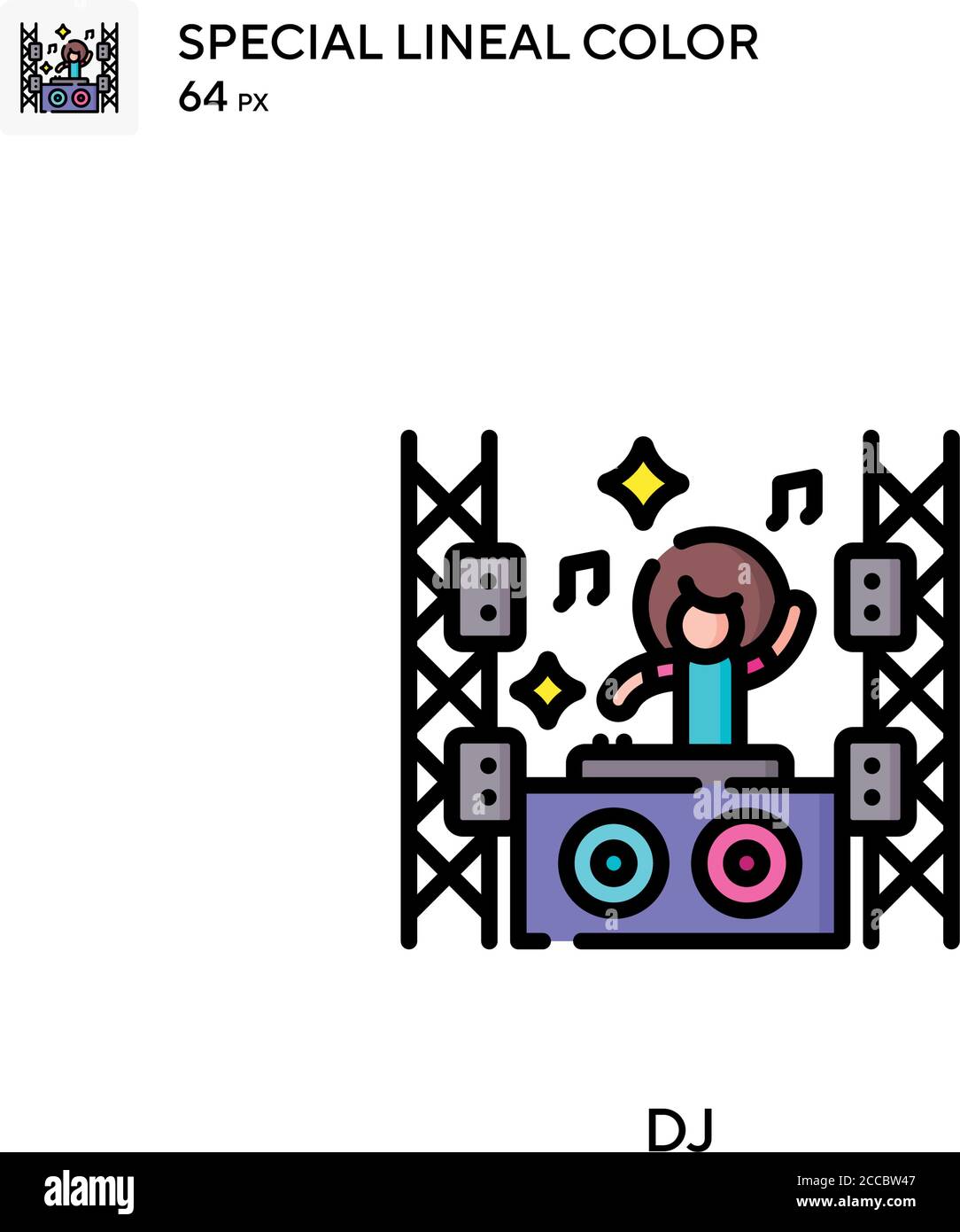 DJ Special lineal color icon. Illustration symbol design template for ...