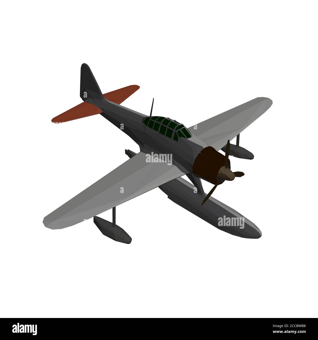 Low poly plane for takeoff and landing on water. Isometric view. 3D ...