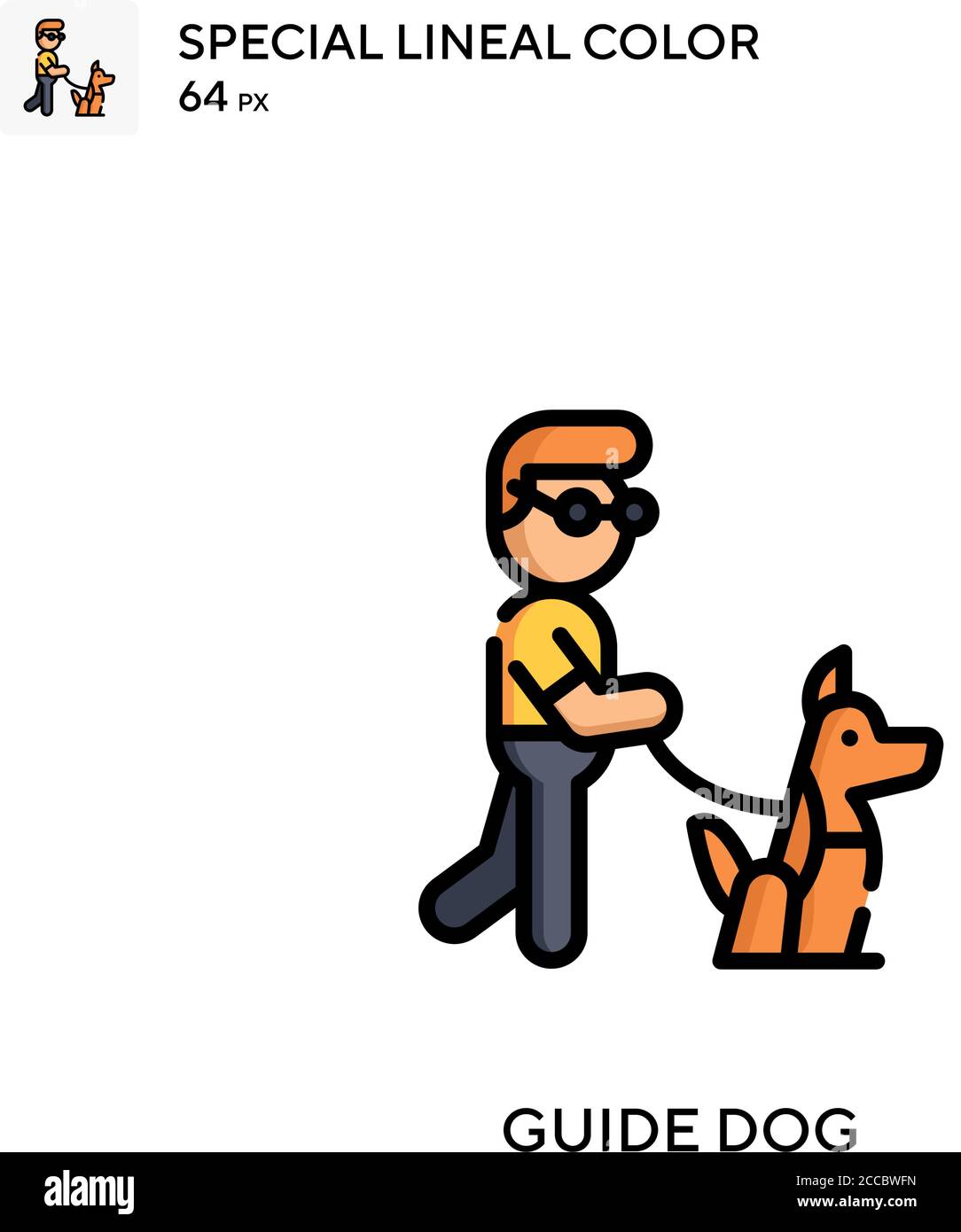 Guide dog Special lineal color icon. Illustration symbol design ...