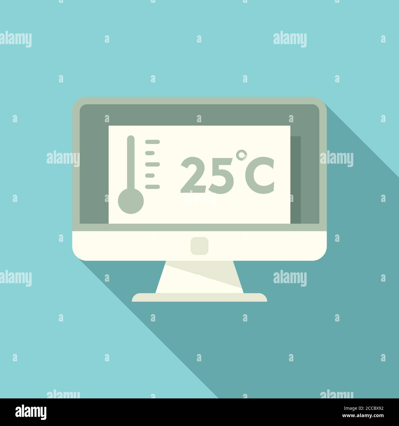 Pc home climate control icon. Flat illustration of pc home climate ...