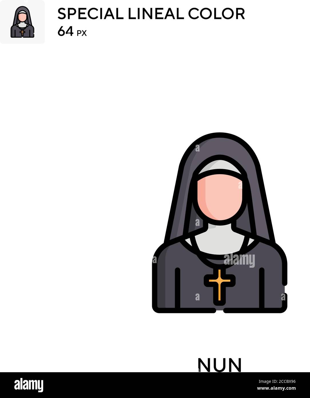 Nun Special lineal color icon. Illustration symbol design template for ...