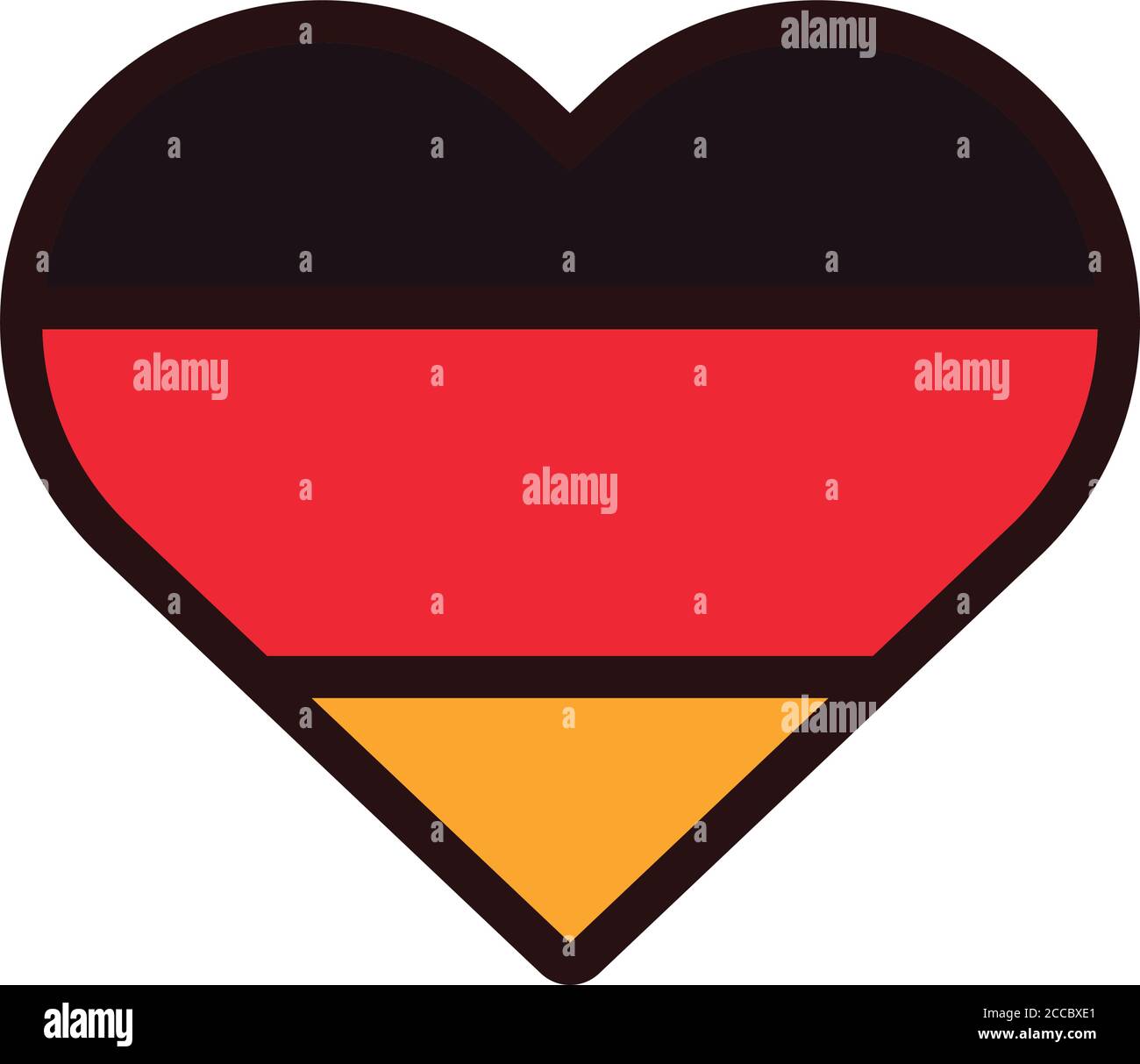 heart with germany flag oktoberfest line and fill style icon vector ...