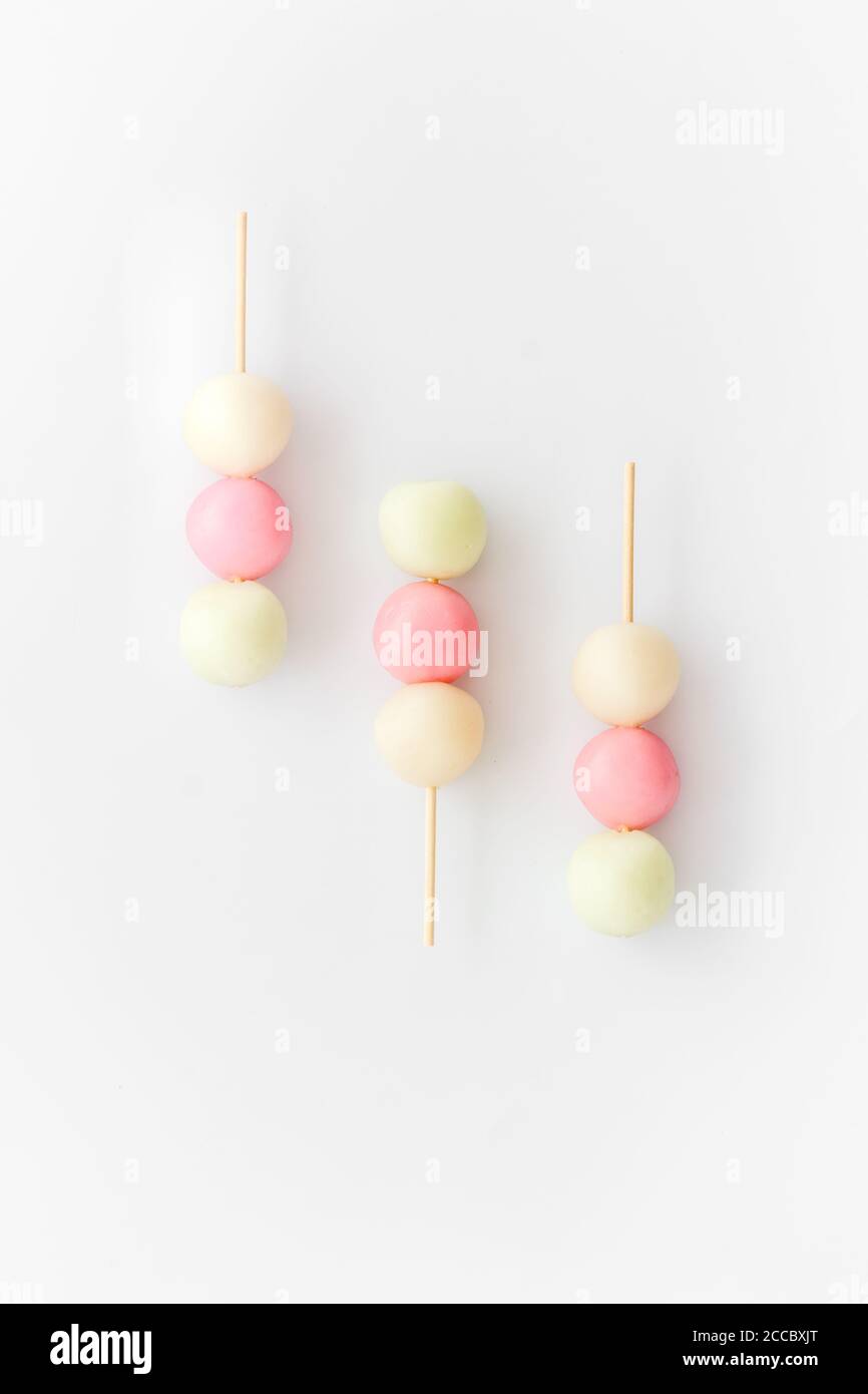 Japanese three colored dumplings Dango, top view Stock Photo - Alamy